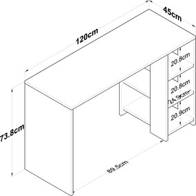 Psací stůl Brana 120 cm ořech/antracit
