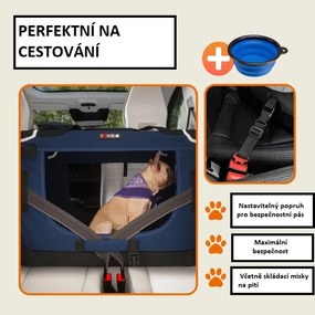 Cadoca Skládací cestovní box pro psy L, modrý 109436