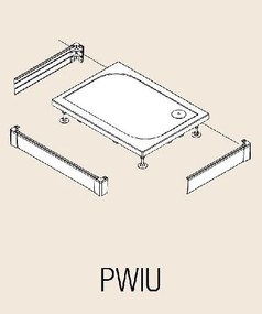 RONAL Marblemate - Hliníkový přední panel pro obdélníkovou vaničku, U-panel, 3 strany, 700 x 900 mm - vanička bílá PWIU700907004