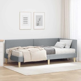 Rohový rám postele s matrací Jiný 2 ks Světle šedá textil 3393725