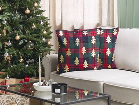 Sada 2 dekorativních polštářů s vánočním stromkem 45 x 45 cm červené/zelené CUPID Beliani