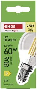 Emos lighting LED žárovka Filament Mini Globe / E14 / 5,9 W (60 W) / 806 lm / teplá bílá 1525731253
