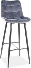 Casarredo - Komfort nábytek Barová židle SIK VELVET šedá/černý kov