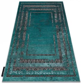 Moderní koberec DE LUXE 1516 Rám vintage Strukturální, zelená / ant velikost 180x270 cm | krásné koberce cz