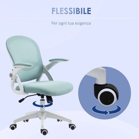 Ergonomická kancelářská židle Vinsetto s síťovaným opěradlem a polstrovaným sedákem, výškově nastavitelná, 65,5x61,5x88-97,5cm, modrá