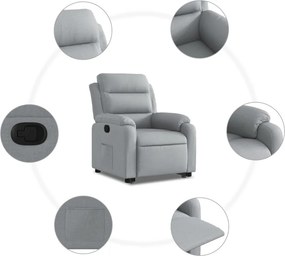 Zvedací polohovací křeslo světle šedé textil 3204980