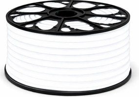 Easy Fix LED Neon hadice venkovní, 50 m, D-TYP jednostranný, ledově bílá, 3000 diod, bílý kabel, IP67, cívka