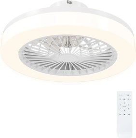 HOMCOM Stropní ventilátor s osvětlením a dálkovým ovládáním, Ø46 cm, 40W stmívatelné LED stropní světlo s ventilátorem, 6 rychlostí, časovač, reverzib