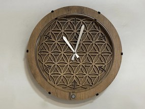 Li-Go "Květ života" světelné hodiny s powerbankou a pohybovým čidlem/dub velikost svítidla/hodin: 50 cm