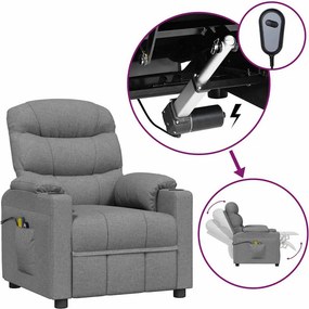 Elektrické masážní křeslo světle šedé textil 3143503
