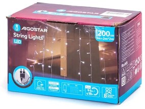 Aigostar - LED Venkovní vánoční řetěz 200xLED/8 funkcí 5x2m IP44 studená bílá