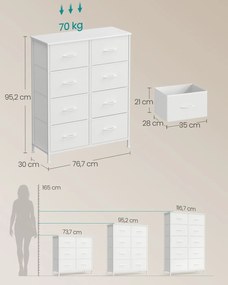 Komoda s látkovými zásuvkami Dopi 76,7 cm bílá II