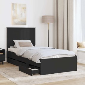 Rám postele se zásuvkou Černá 90 x 200 cm Inženýrské dřevo 3409504