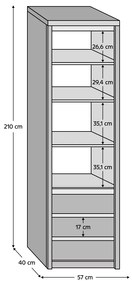 Regál se šuplíkem 1D3S, dub sonoma, NORTY TYP 5