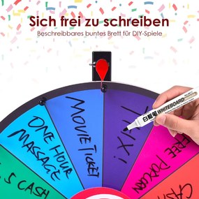 Costway Kolečko 18" Wheel of Fortune s gumou a fixem pro loterijní hry φ48 cm