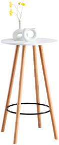Barový stůl Mijas natura, kulatý ~ v105 x 60 x 60 cm - Bílá