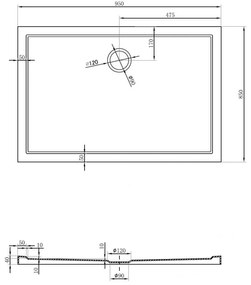 Mexen Flow, obdélníková sprchová vanička, slim, 85 x 95 cm, černá matná, 46R708595