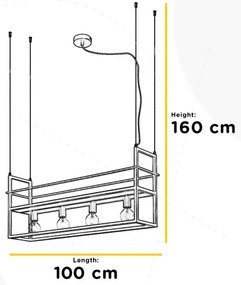 ONLI - Lustr na lanku s poličkou JEFFER 4xE27/22W/230V černá