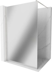 Mexen Kioto, sprchová zástěna Walk-In 140 x 200 cm, 8mm sklo vzor zrcadlo, broušená ocel profil, 800-140-101-97-50