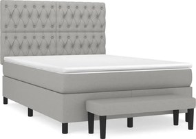 Box spring postel s matrací světle šedá 140 x 190 cm textil 3136829