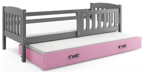 Dětská postel KUBUS s výsuvnou postelí 80x190 cm - grafit Ružové