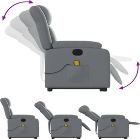 Elektrické zvedací masážní polohovací křeslo šedé umělá kůže 3205288