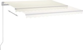 Ručně zatahovací markýza s LED světlem 350 x 250 cm krémová 3068882