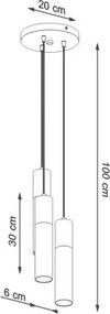 Závěsné svítidlo SOLLUX Pablo 3P GU10 3x40W bez zdroje ocel černá/přírodní dřevo SL.1014