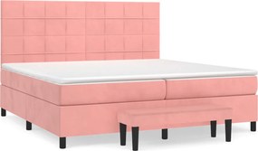 Box spring postel s matrací růžová 200x200 cm samet 3137868
