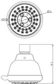 Novaservis - Pevná sprcha 3-polohová průměr 75 mm chrom, RUP/157,0