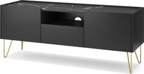 PSK Televizní stolek HOPE, Černá/Marmur Black Royal 144 cm