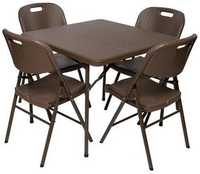 Zahradní set RATTAN - STŮL 86x86 + 4x ŽIDLE