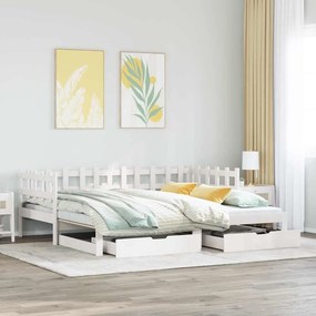 Válenda s přistýlkou a zásuvkami bez matrace bílá 90x200 cm 3302252