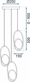 Toolight Toolight, LED závěsné svítidlo G082-3CPR, zlatá, OSW-09741