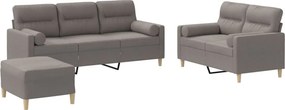 3dílná sedací souprava s polštáři taupe textil 3201631
