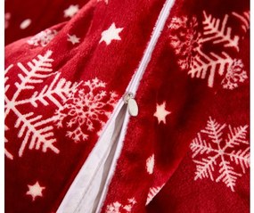 Sada mikroplyšového povlečení SNOWFALL červené + prostěradlo mikroplyš SOFT 90x200 cm bílé, jednolůžko