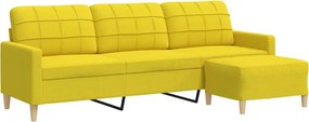 3místná pohovka s podnožkou světle žlutá 210 cm textil 3278254
