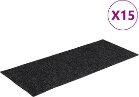 Schodové rohože samolepicí 15 ks 60 x 25 cm tmavě šedé obdélníkové 326913