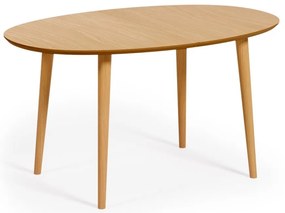 Rozkládací jídelní stůl v dekoru dubu v přírodní barvě 90x140 cm Oqui – Kave Home