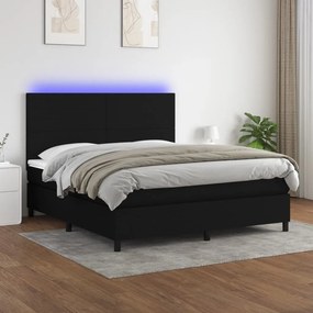 Box spring postel s matrací a LED černá 160x200 cm textil 3134727