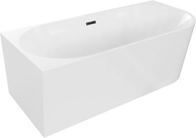 Mexen Mia volně stojící rohová vana levá 170 x 80 cm, bílá, černý přepad - 52691708000L-70