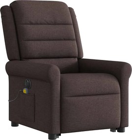 Elektrické zvedací masážní polohovací křeslo tmavě hnědé textil 3303349