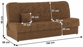 Kondela Rozkládací pohovka, látka zlatá / vzor, ASIA NEW