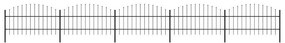 Zahradní plot s kopím nahoře ocelový 838 x 100 cm černý 277716
