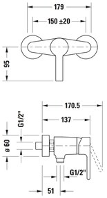 Duravit B.2 - sprchová baterie nástěnná, barva: chrom, B24230000010