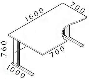 Ergonomický stůl Visio 160 x 100 cm, levý, ořech