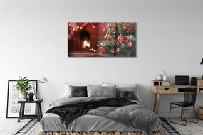 akrylový obraz Vánoční strom ozdoby světla dárky 125x50 cm