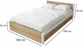 EB Postel z masivu IRIS DOUBLE - 160×200 cm Bílá/DUB LANÝŽ