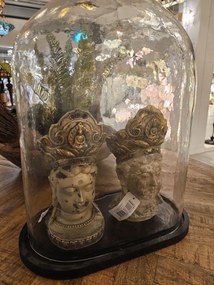Šedo-zlatá dekorace socha hlava Buddha - 11*9*22 cm