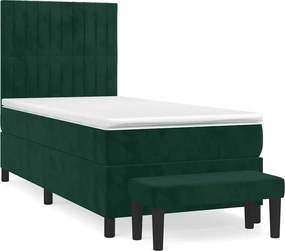 Box spring postel s matrací tmavě zelená 90x190 cm samet 3137938